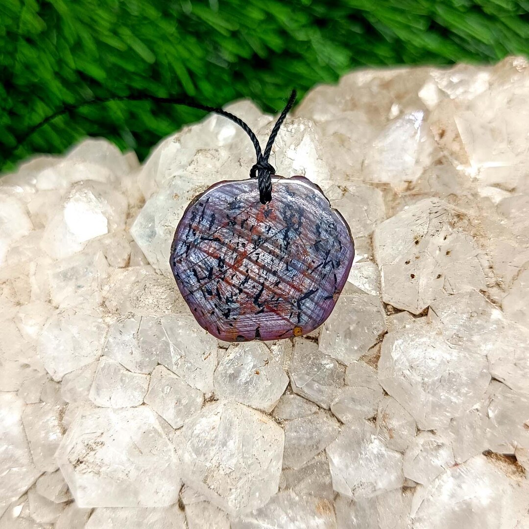 Star Ruby Pendant Necklace: Adjustable Length Protection Stone ...