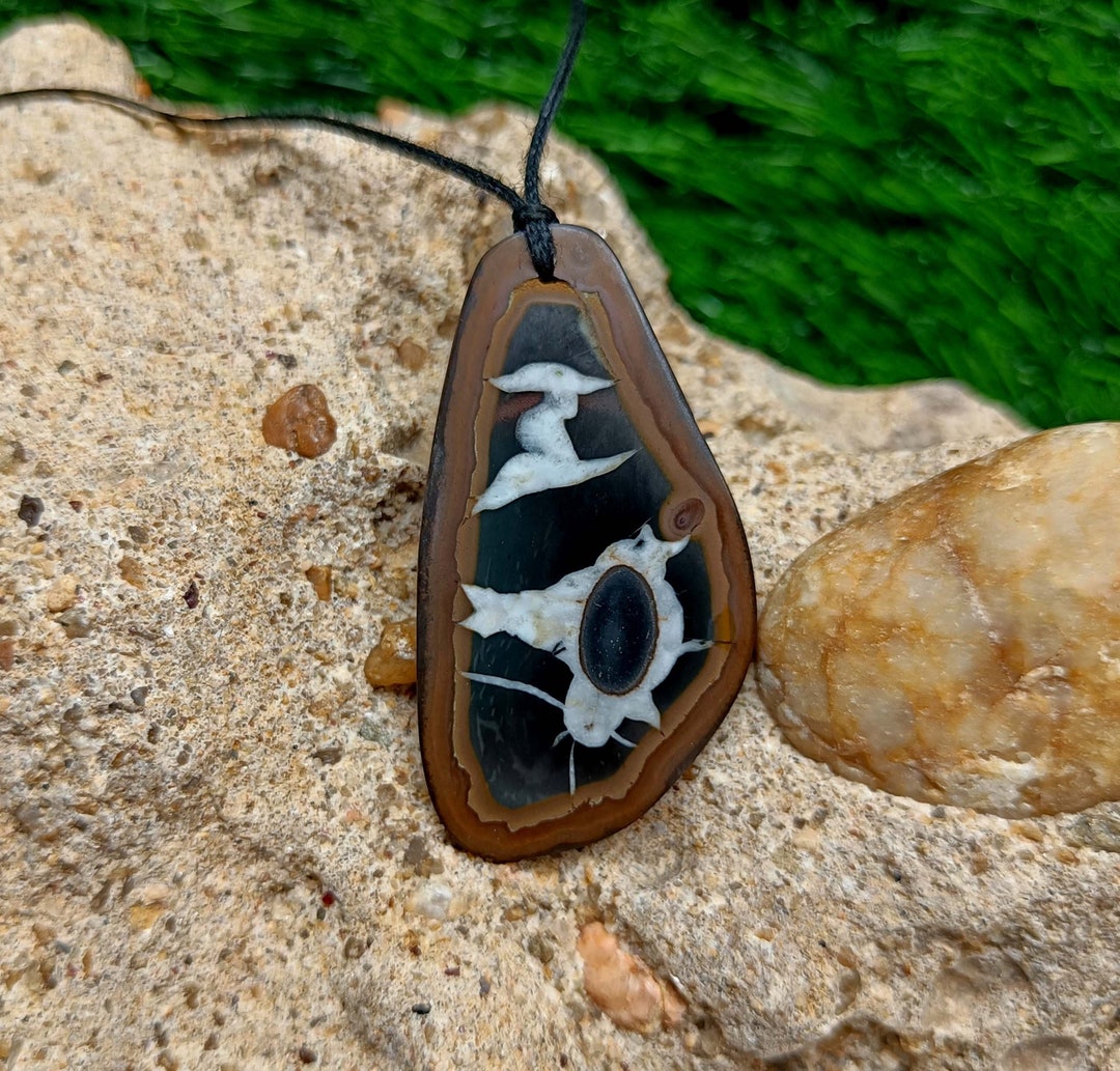Septarian Nodule Pendant Necklace, Dragon Stone Necklace, Septarian ...