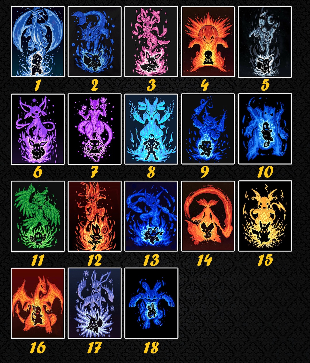 5D DIY Diamond Painting Pokemon Cartoon Manga, Eevee, Pikachu 3D ...