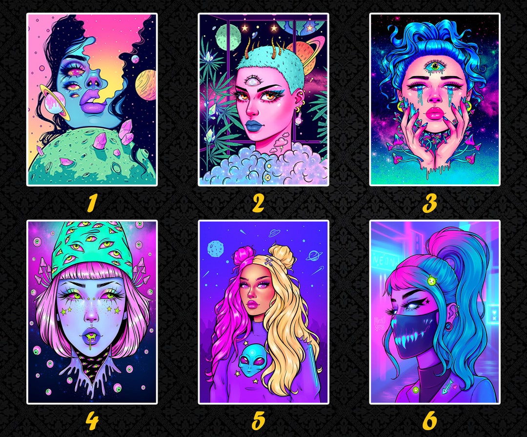 5D DIY Diamond Painting Trippy Girls 3D Embroidery Wall Stickers ...