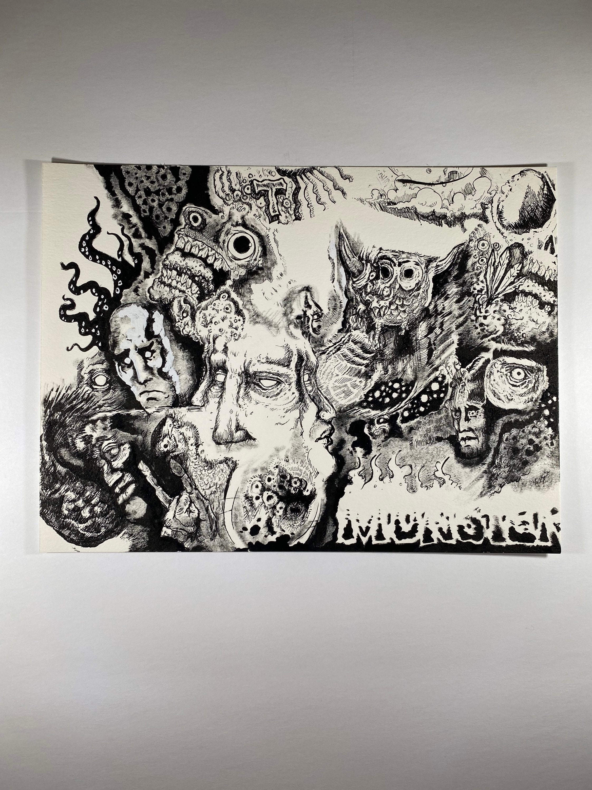 Original Art Pen and Ink Drawing Illustration Horror | Etsy