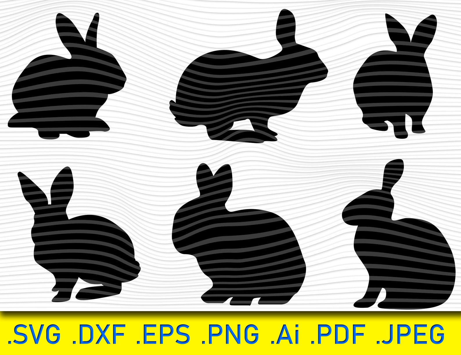 SVG Rabbits, Hare Svg, Hare Monogram, Hare Svg File, Black Silhouettes ...