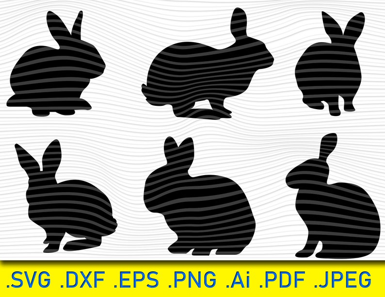 SVG Rabbits, Hare Svg, Hare Monogram, Hare Svg File, Black Silhouettes ...