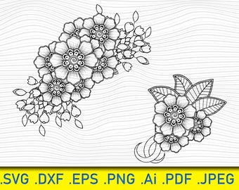 Flower Svg, Flower Spray Svg, Floral Svg, Sign Svg, Line Drawing Svg ...
