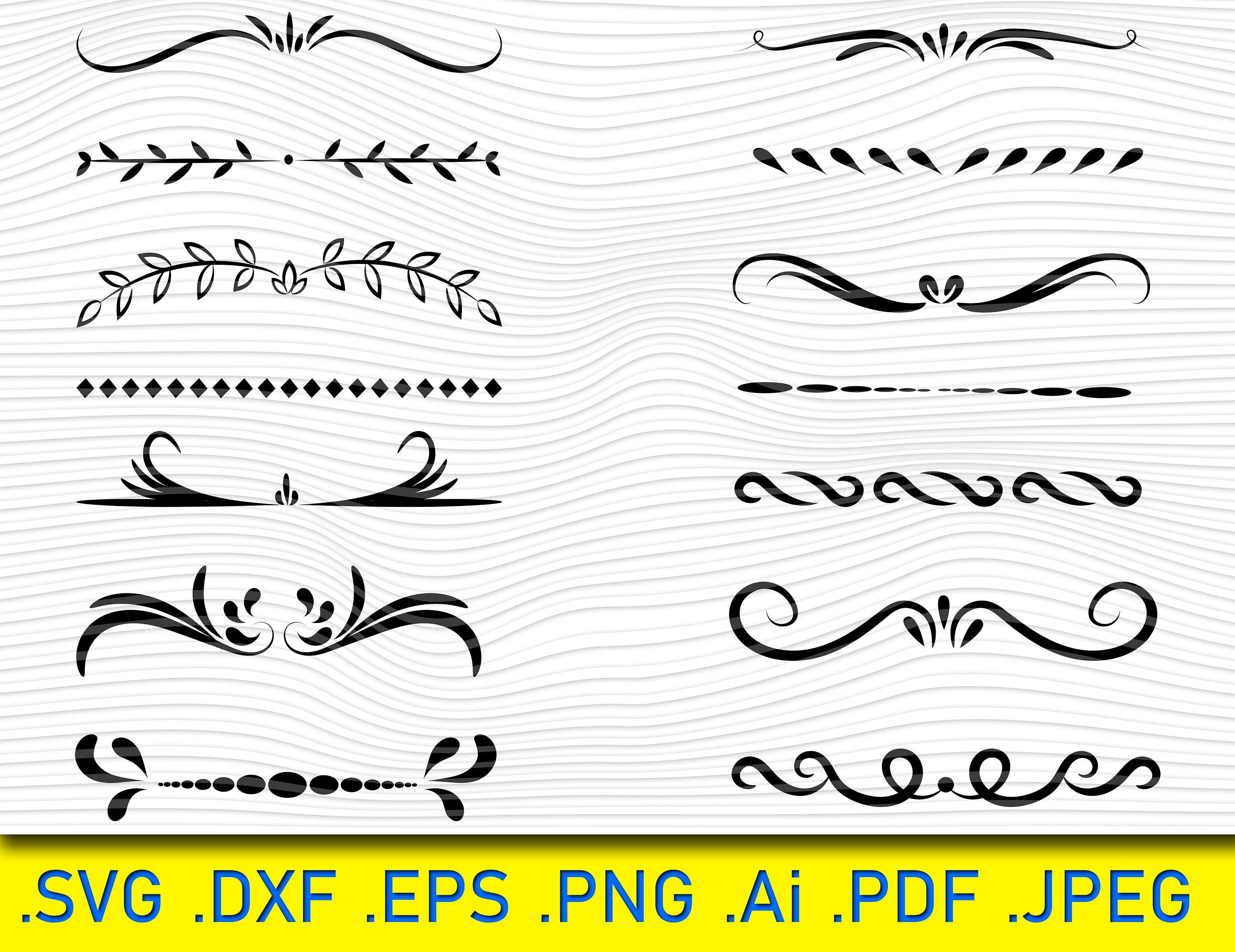 14 Border Svg Decorative Dividers Cutfiles Wedding Decor | Etsy