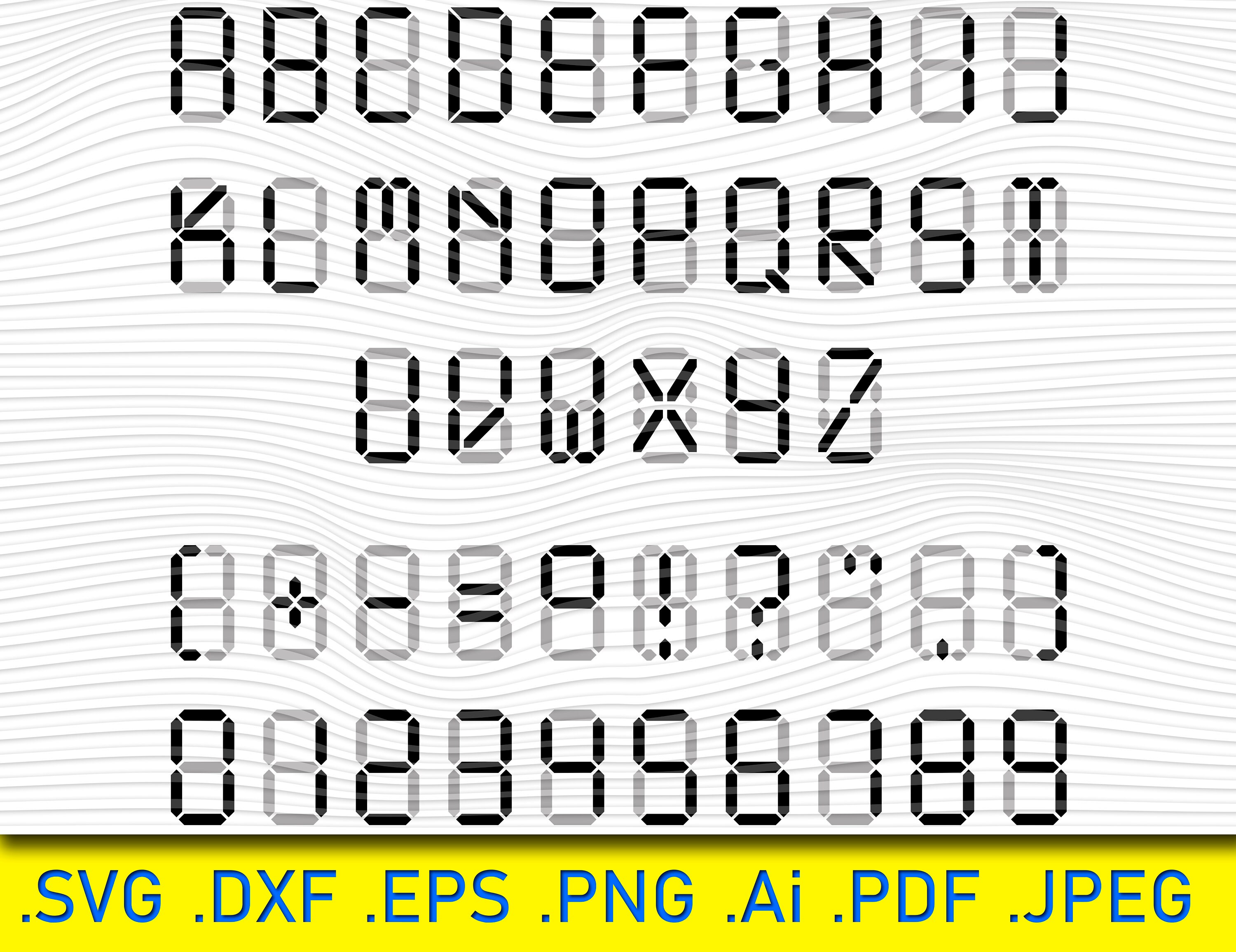 Black Digital Font Lettering Set Calligraphy Font Svg - Etsy