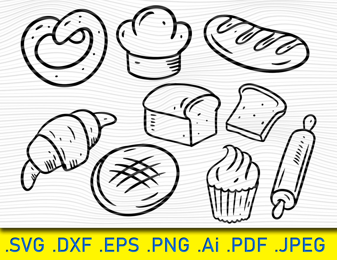 Bakery Svg Pastry Svg Bakery food Svg Bread Svg Buns Svg | Etsy