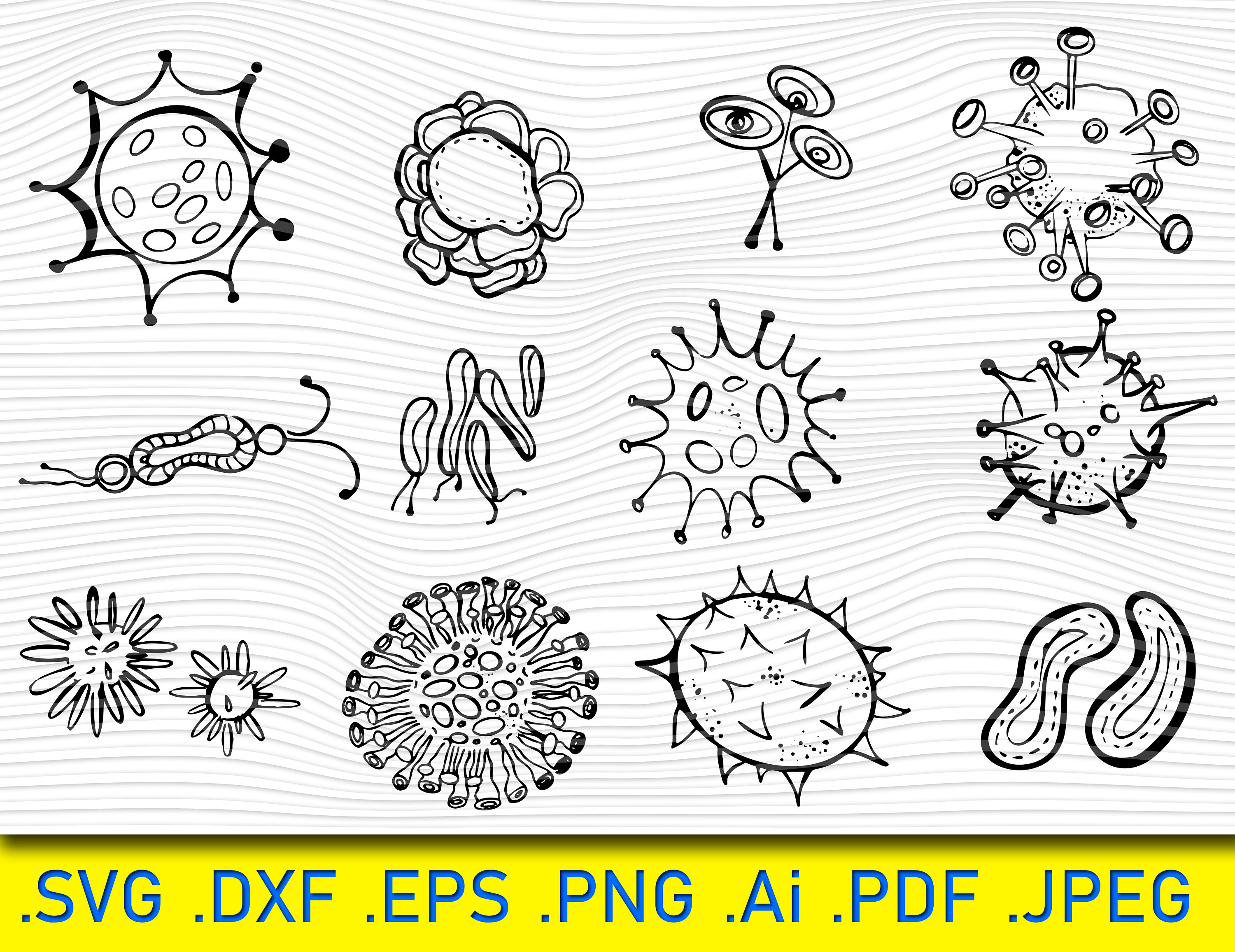 Germs vector silhouette virus svg digital files social | Etsy