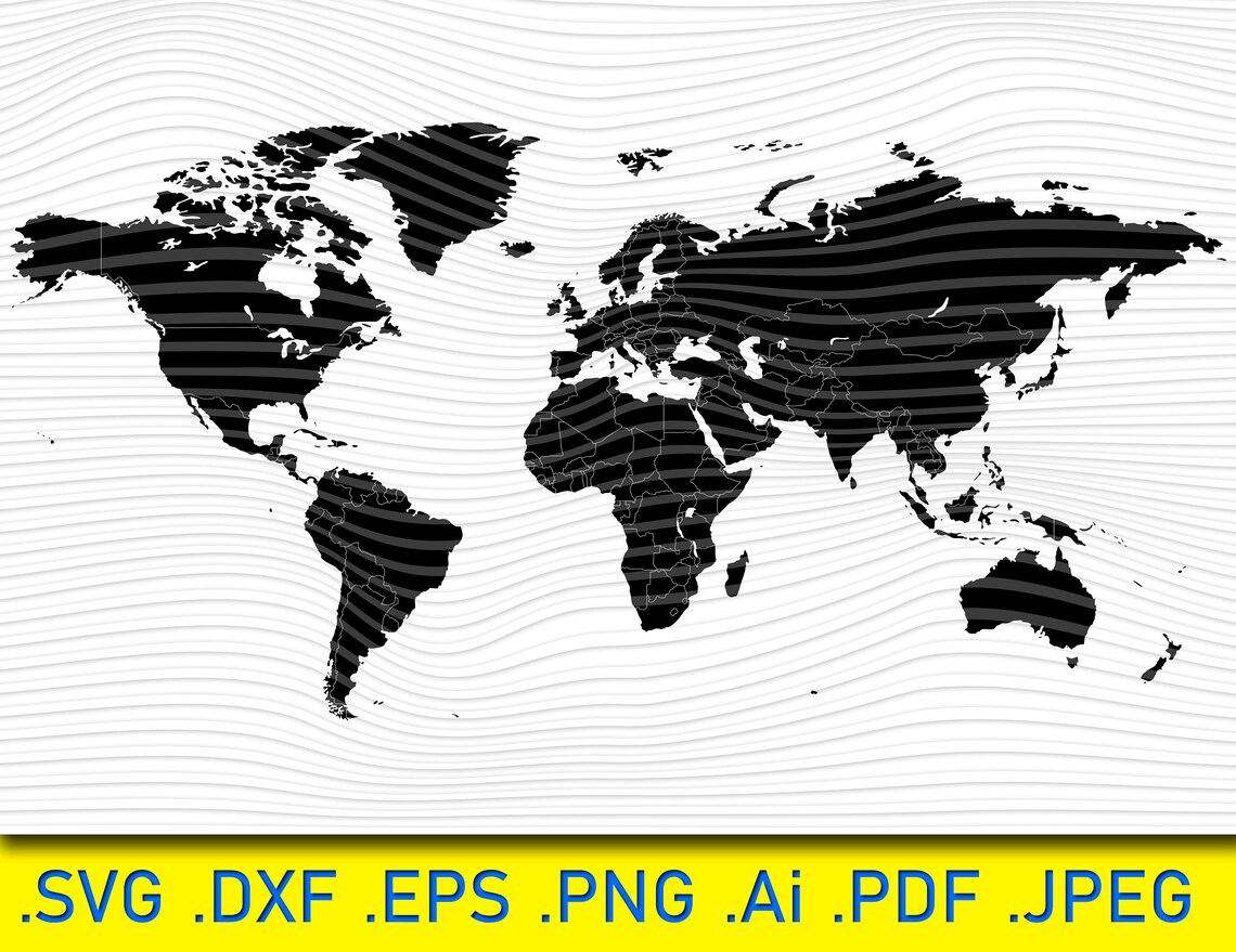 Earth SVG World Map SVG World Map Silhouette World Svg - Etsy