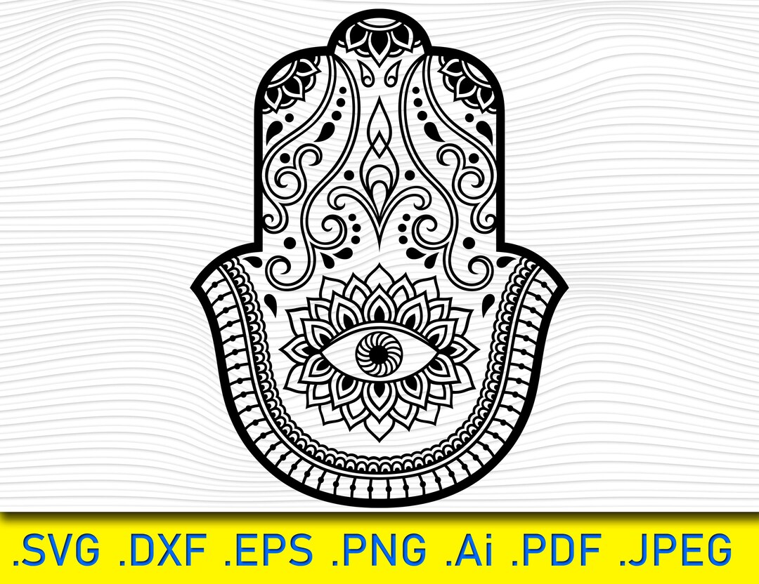 Hamsa Hand SVG: Mandala Eye, Tribal Tattoo, Cricut File - Etsy