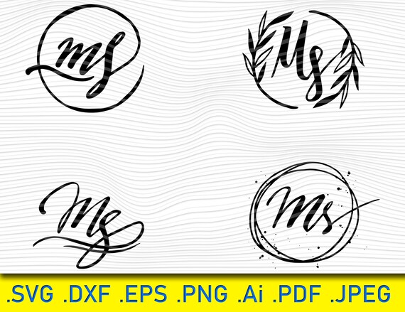 MS Logos Ms SVG Cut File Wedding Title Silhouette File | Etsy
