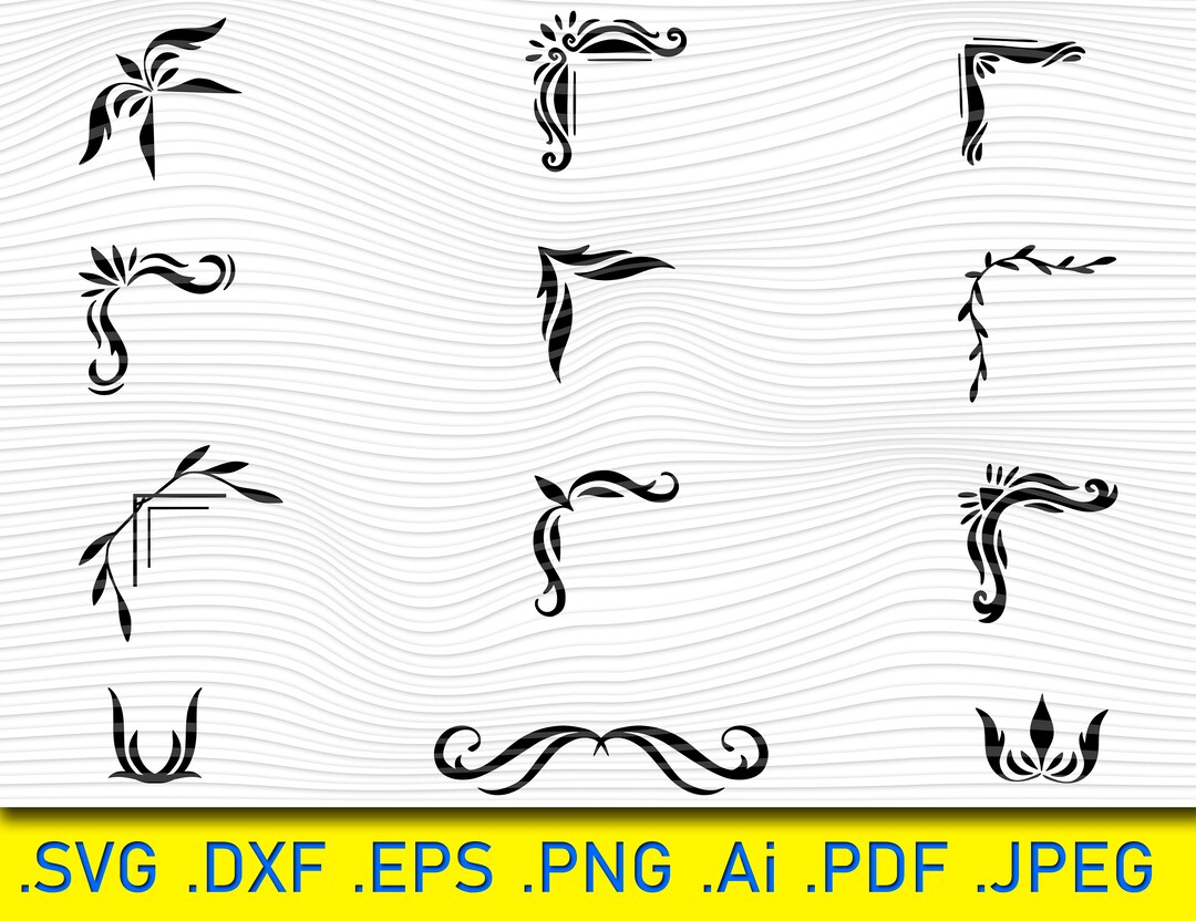 Ornamental Borders, Calligraphic Corners, Corner Brackets SVG, Eps, Pdf ...