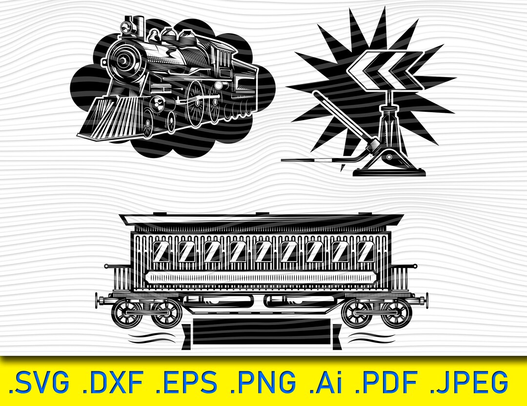 Retro Railway Emblems SVG: Train, Railroad, Steam Engine (digital Files ...