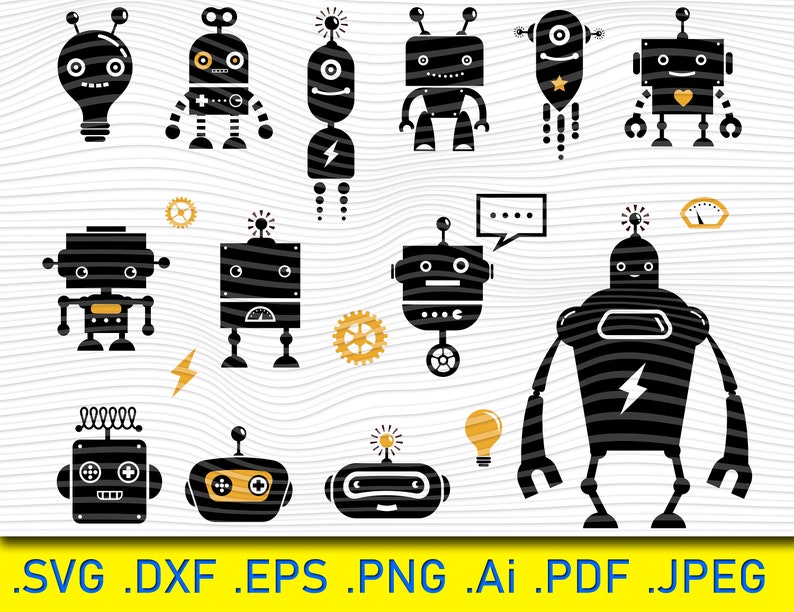 19 Robot Characters Robot SVG Bundle Robot Dxf Robot Png - Etsy