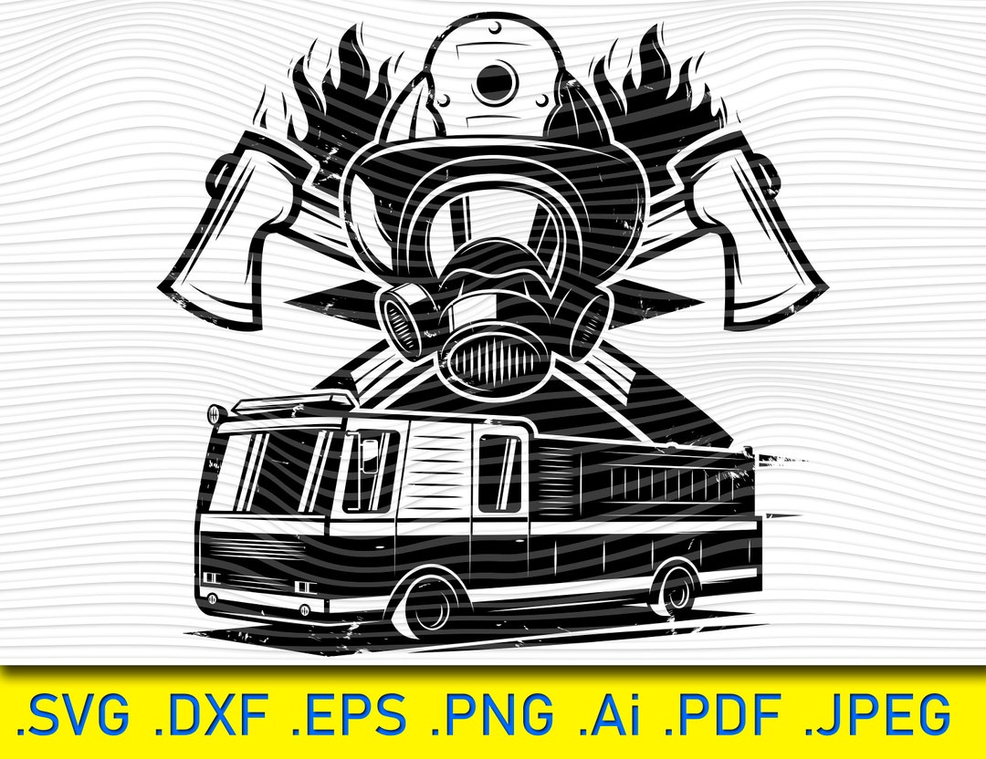 Firefighter Stamp With Hydrant, Crossed Axes Fire Dept Text, Fireman ...