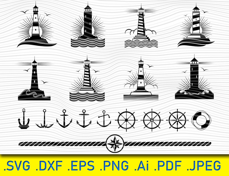 Anchors SVG Lighthouses Rope Lighthouse SVG Sea Svg Ocean | Etsy