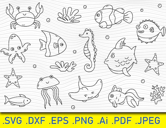 Pescado svg peces cricut silueta de peces svg criaturas - Etsy España
