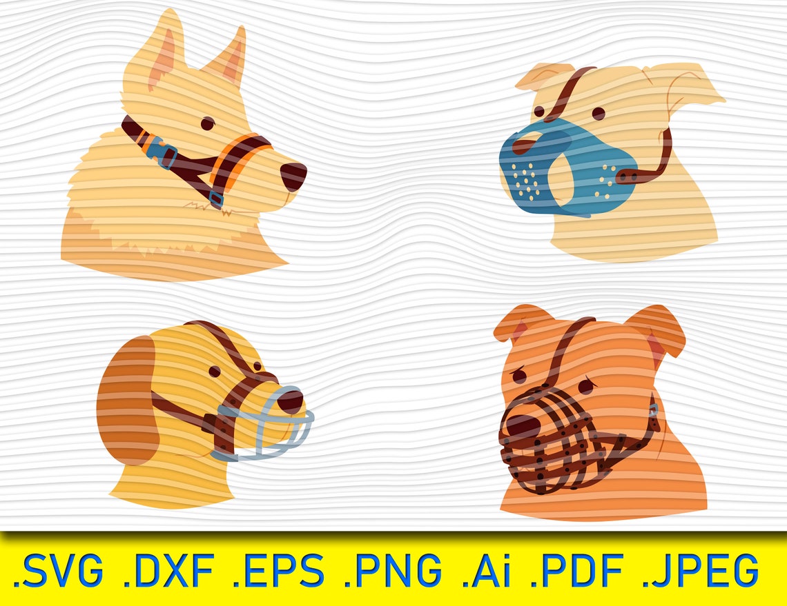 Muzzled Animals Svg Dog faces Svg Funny cute animals Svg | Etsy