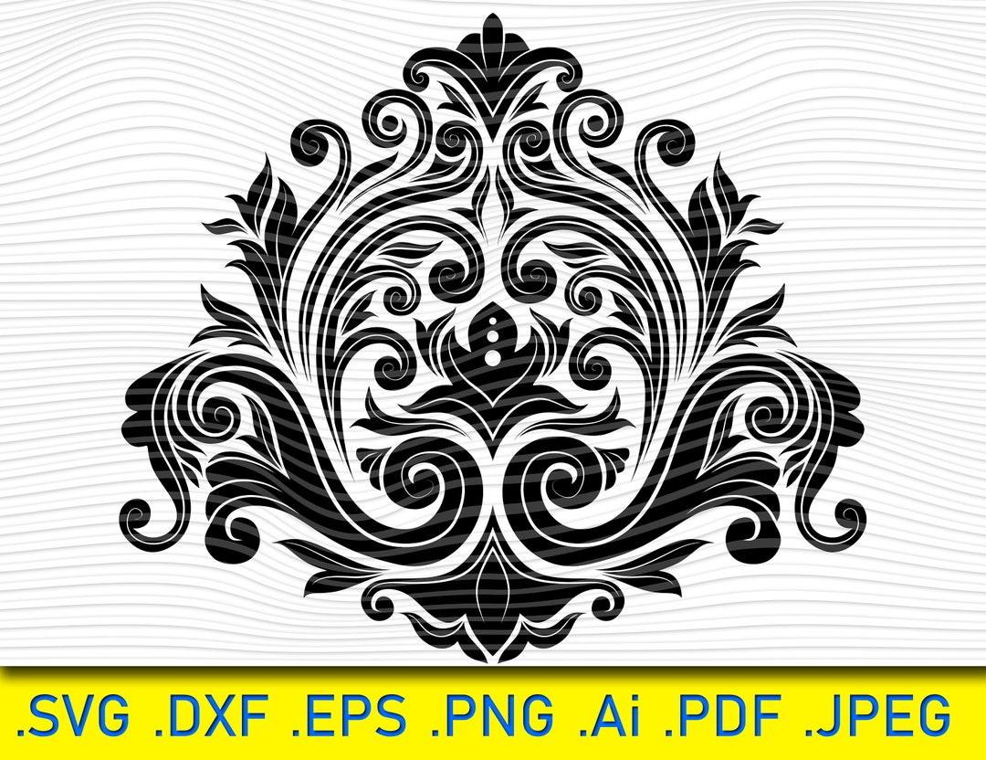Floral Pattern, Heart Floral Baroque Seamless Pattern Digital PNG SVG ...