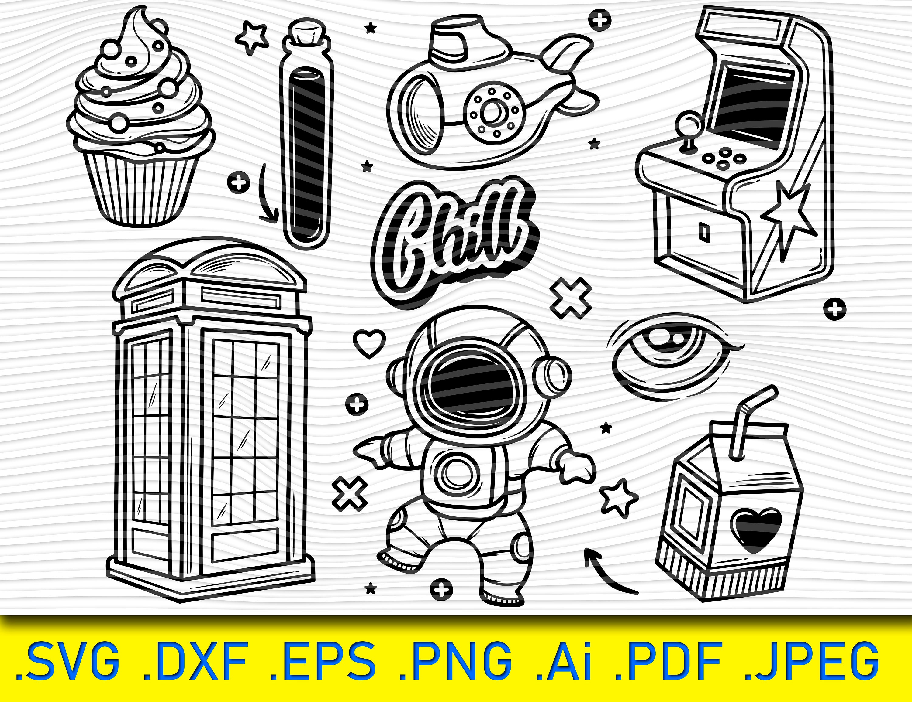 Stickers hand drawn doodle Doodle Clip Art Set PNG SVG | Etsy