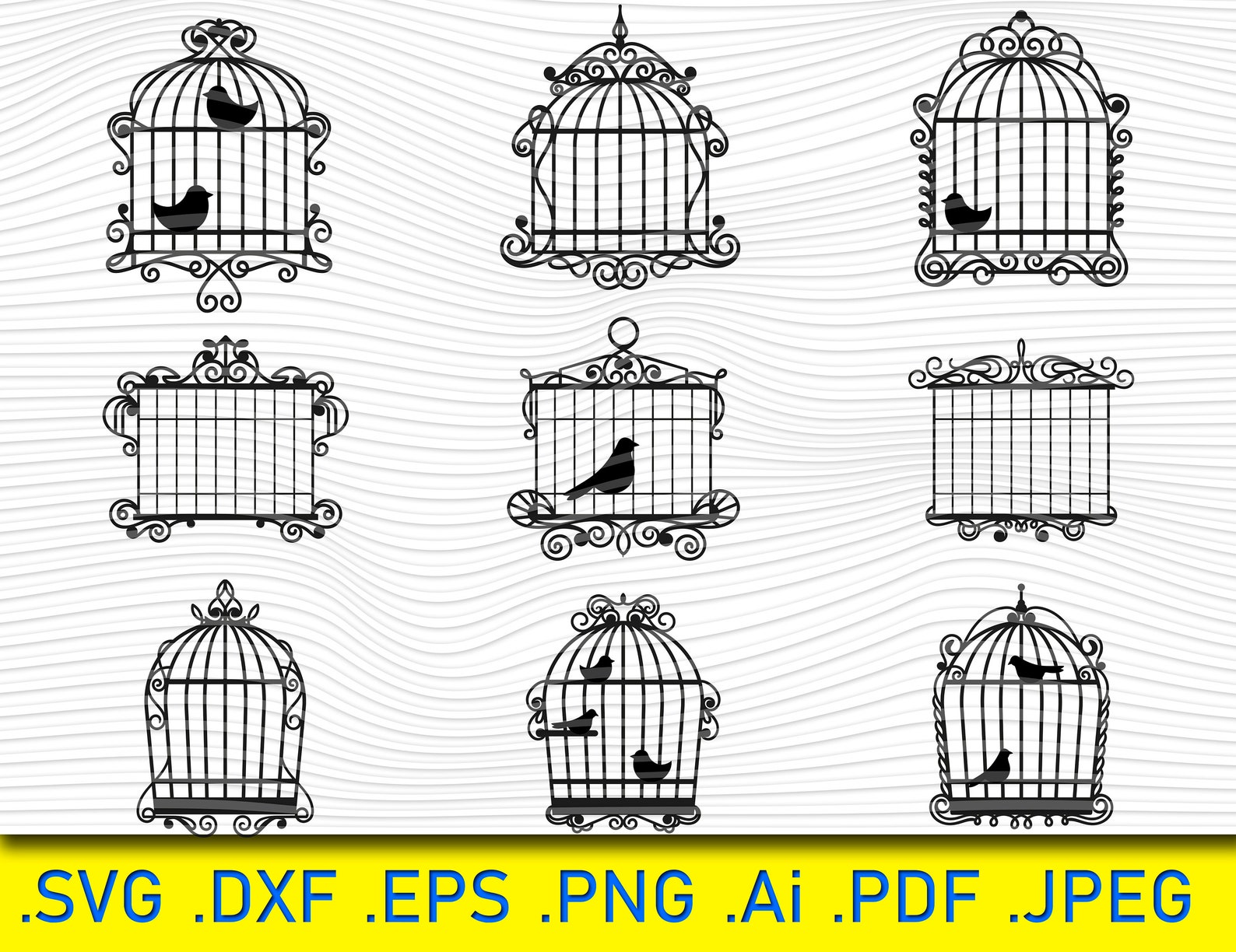 Bird Cage SVG Bundle Bird Cage Silhouette Bird Cage Cricut - Etsy