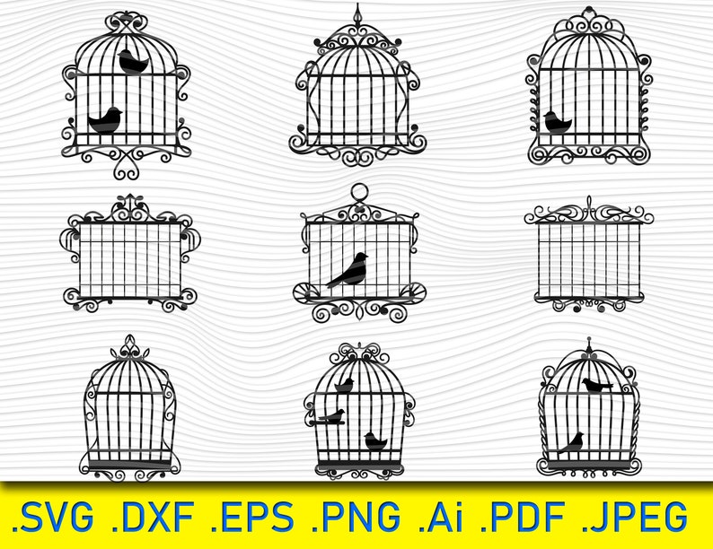 Bird Cage SVG Bundle, Bird Cage Silhouette, Bird Cage Cricut, Cage Svg ...