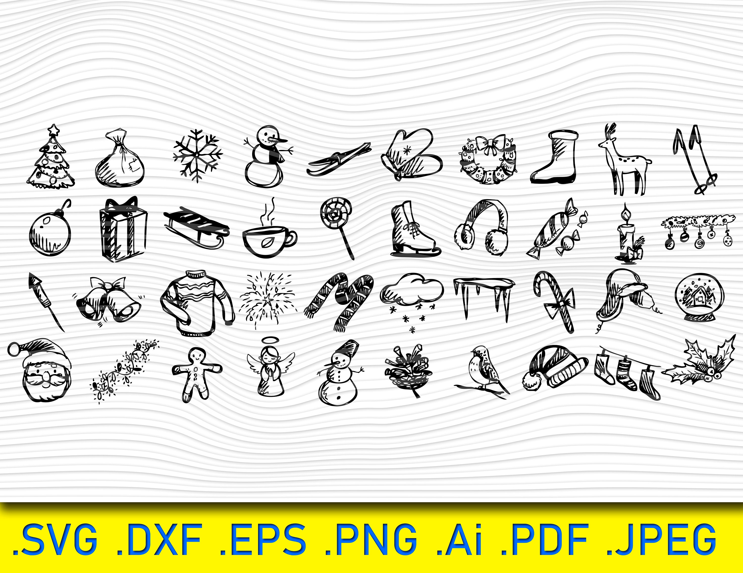 40 Winter Doodle Set Collection Hand Drawn Sketches - Etsy