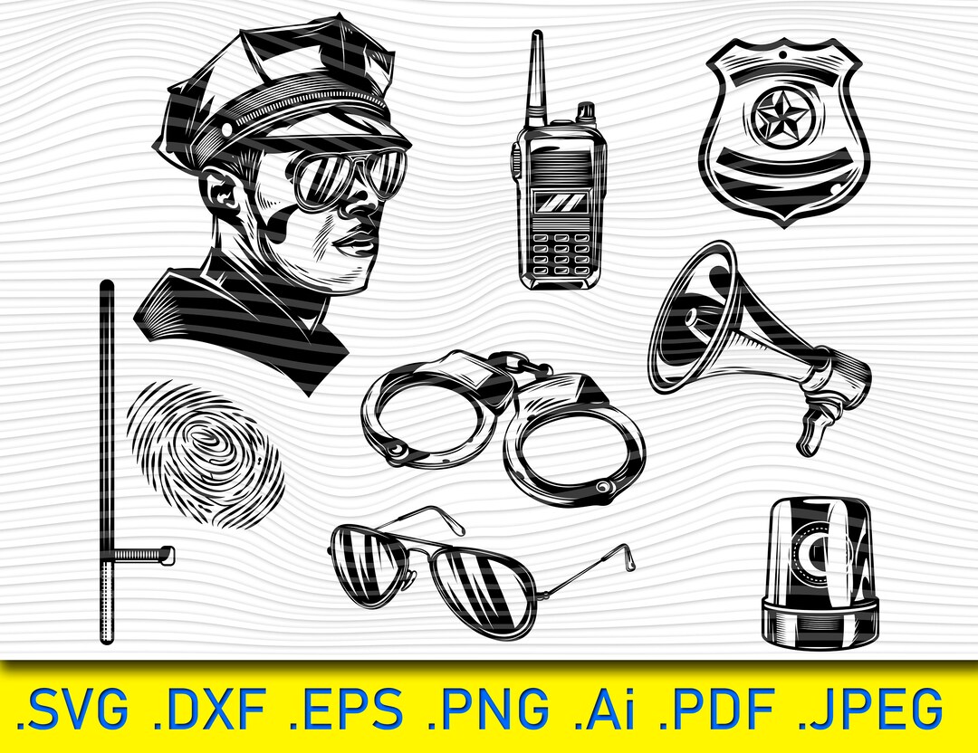 Police Elements, Police SVG Bundle, Police SVG, Police Clipart, Police ...