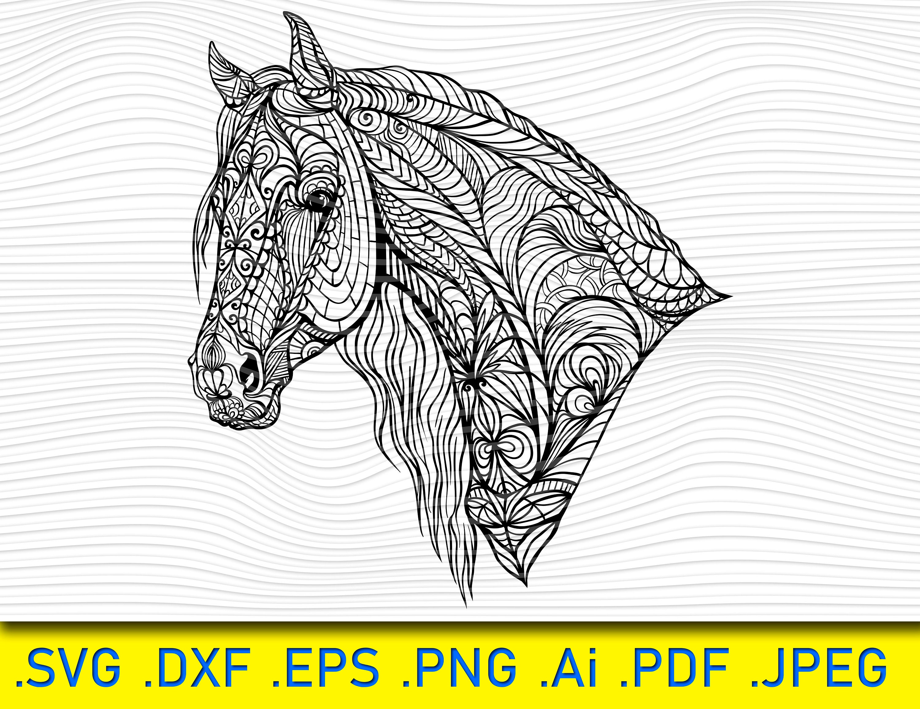 Mandala Horse SVG Paisley Print Horse Coloring Page Equine | Etsy