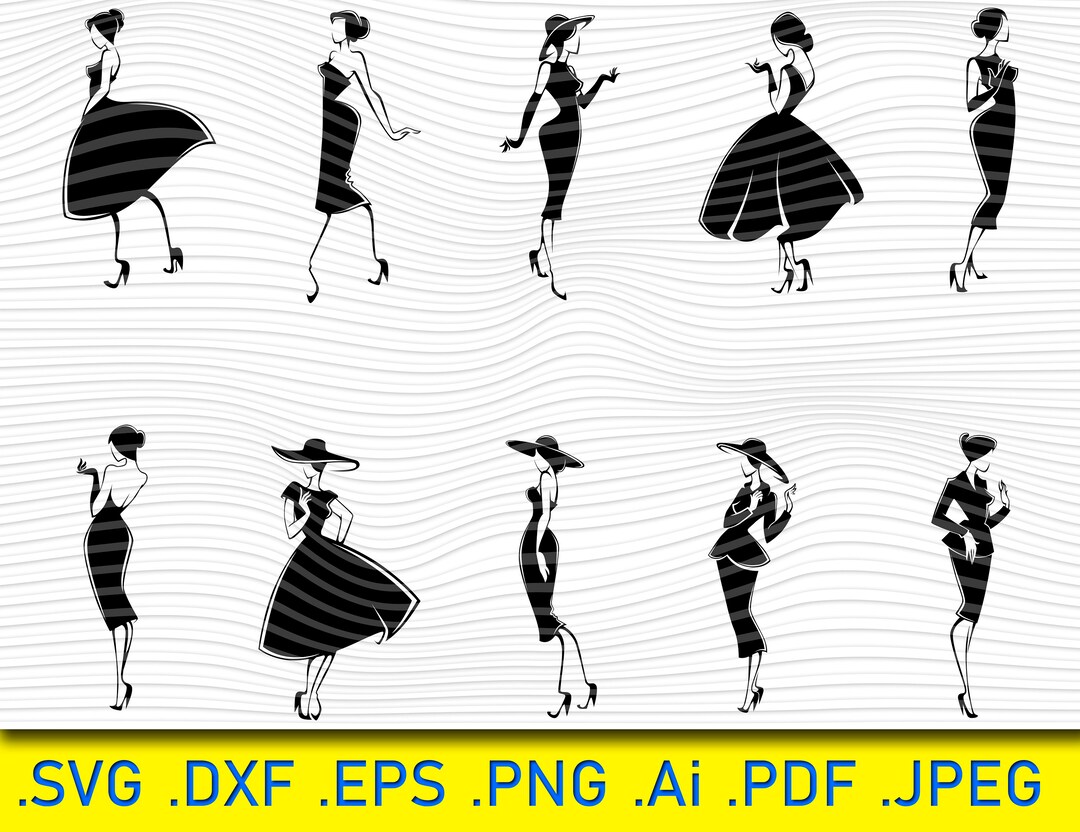 Woman SVG, Lady SVG, Fashion Dresses, Girl Svg, Evening Dress Png ...