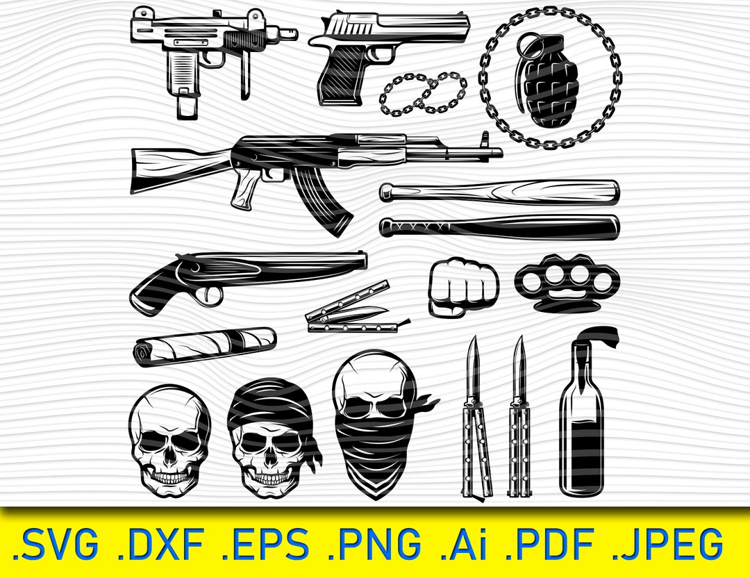 Gun Pack SVG - Gun Cricut Files - Gun Silhouettes - AR-15 Vector ...