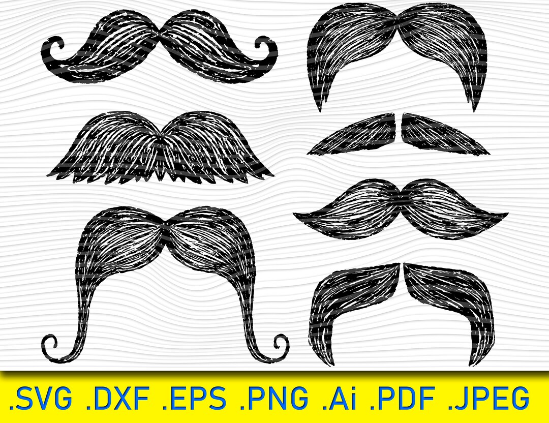 Mustache SVG Bundle: Facial Hair Clipart, Cricut & Silhouette Cut Files ...