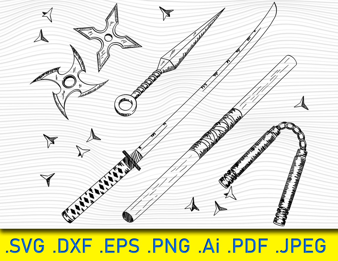 17 Ninja Sword SVG Samurai Sword PNG Ninja Swords Crossed - Etsy