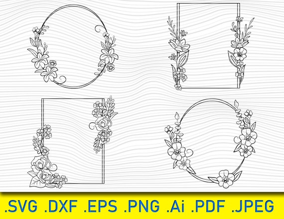 Flower Frame SVG File Flower Border SVG Floral Frame Svg | Etsy