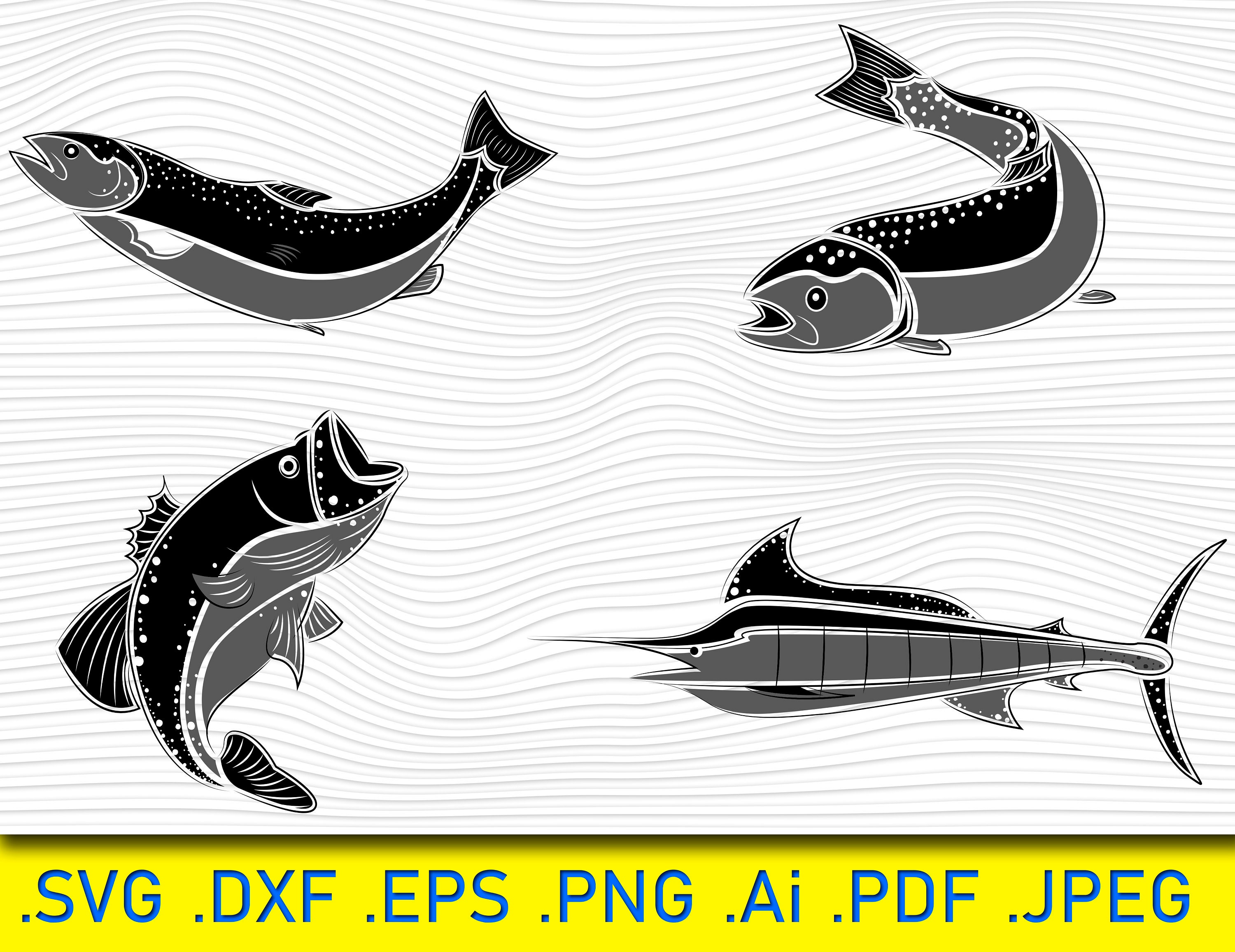 Fish Fish SVG Fishing SVG Cricut Clipart Silhouette | Etsy