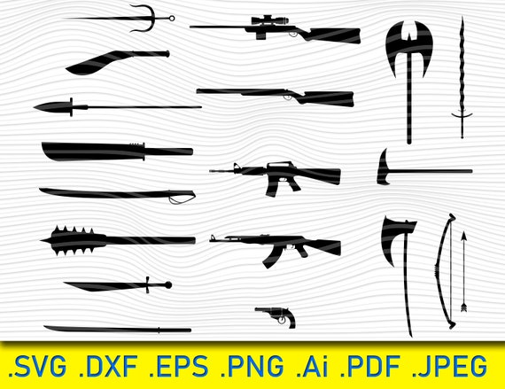 18 Gun Pack SVG Gun Cricut Files Gun Silhouettes AR-15 | Etsy