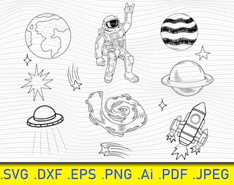 Space Svg Bundle, Cartoon Space Svg, Planets Svg, Earth Svg, Astronaut ...
