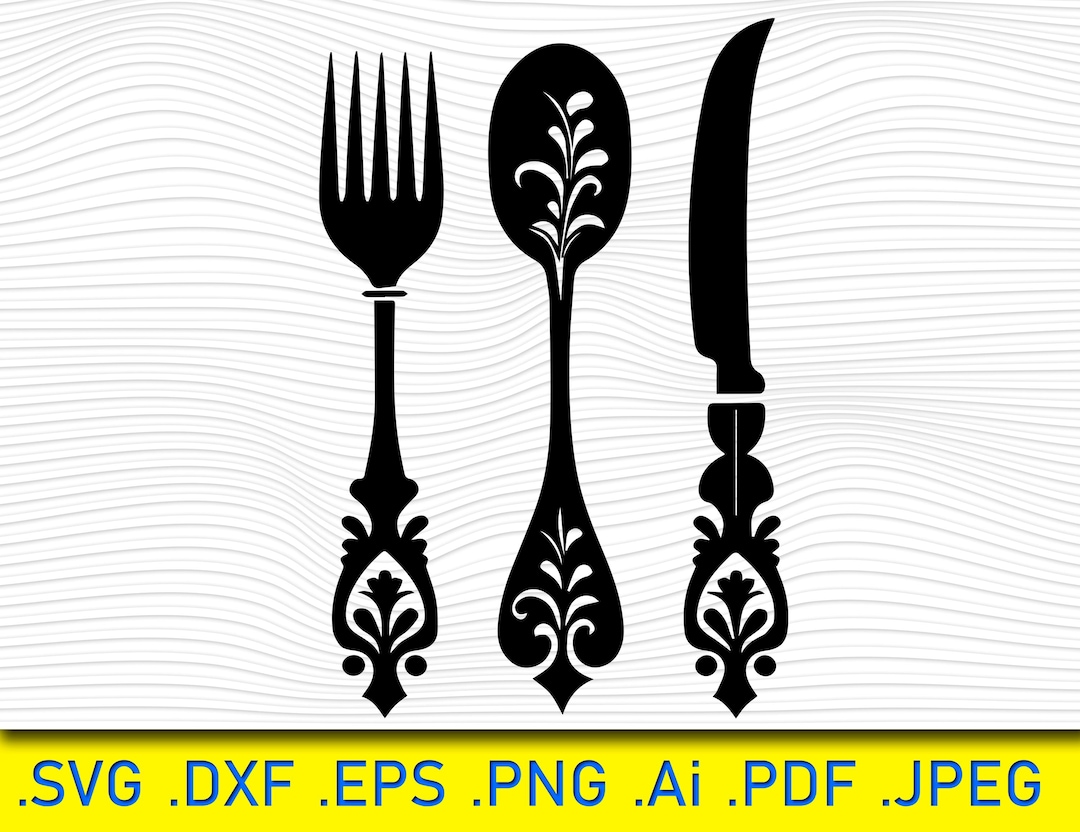 Lverware Kitchen Utensils SVG Instant Download, Cutlery SVG, Black ...