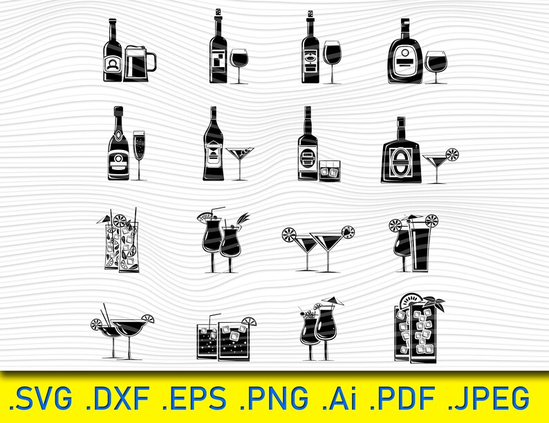Cocktail Svg Alcohol Svg Champagne Svg Mojito Martini | Etsy
