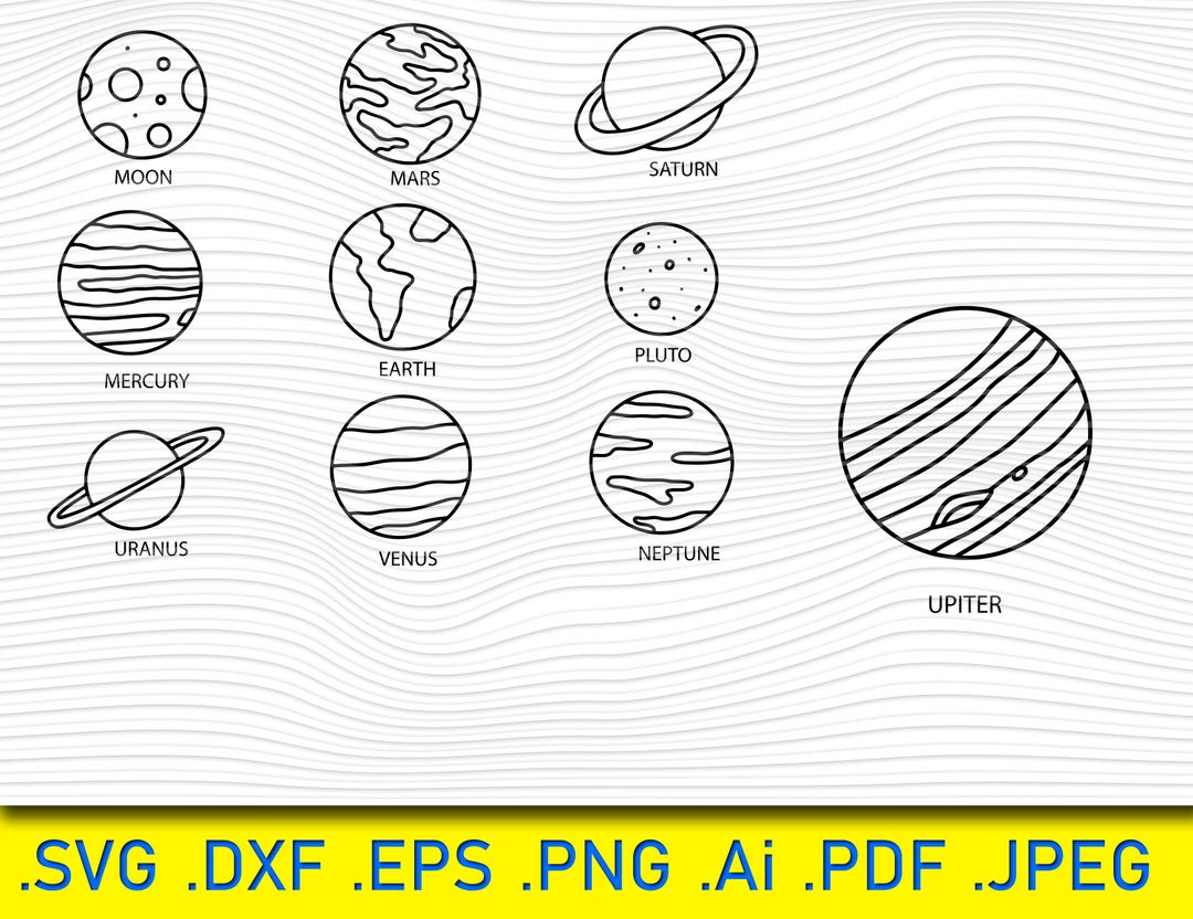 Solar System Svg BUNDLE, Planet Svg, Moon Svg, Earth Svg, Mars Svg ...