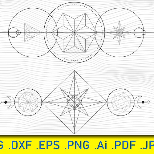 Sacred Geometry Set Sacred Symbols SVG Silhouette Vector | Etsy