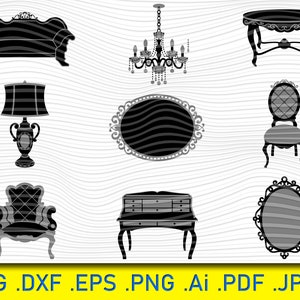 Victorian Furniture Elements, Furniture Svg Bundle, Sofa Svg ...