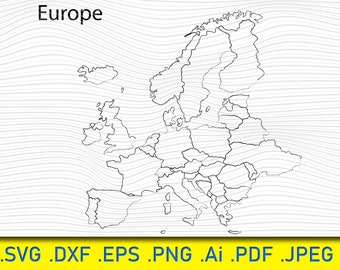 Europe Map Svg | Etsy
