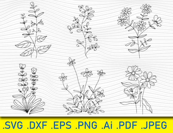 Wildflowers Svg Floral Svg Flower Svg Botanical Clipart | Etsy