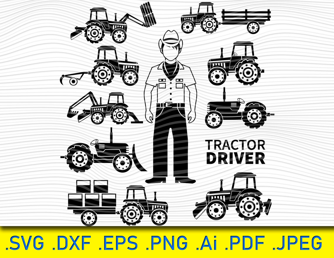 Tractor Driver SVG, Clipart, Tractor Cut Files for Silhouette, Files ...