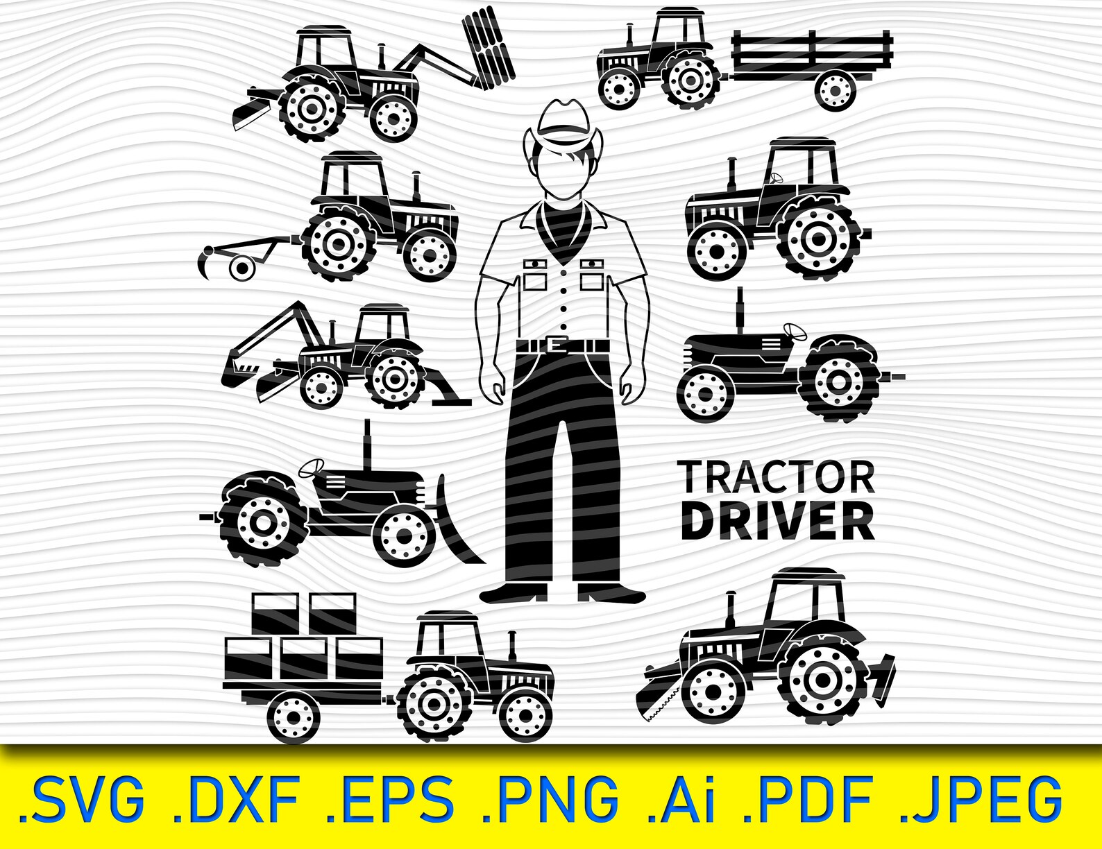 Tractor Driver SVG, Clipart, Tractor Cut Files for Silhouette, Files ...
