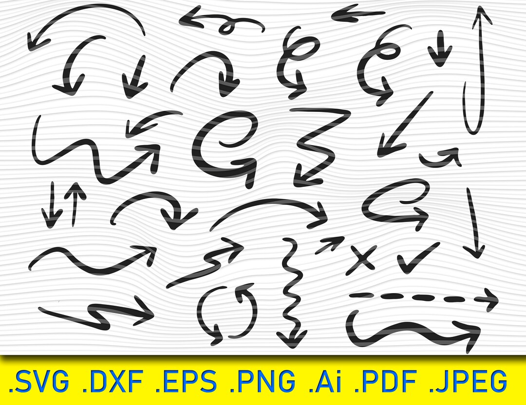 Line Art Arrows Svg.vector Line Arrows Set. Order Svg, Hand Drawn Line ...