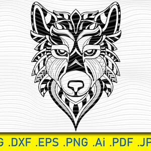 15 Wolf Ethnic Style, Zentangle Svg Wolf, Boho Svg, Animal Svg, Dog Svg ...