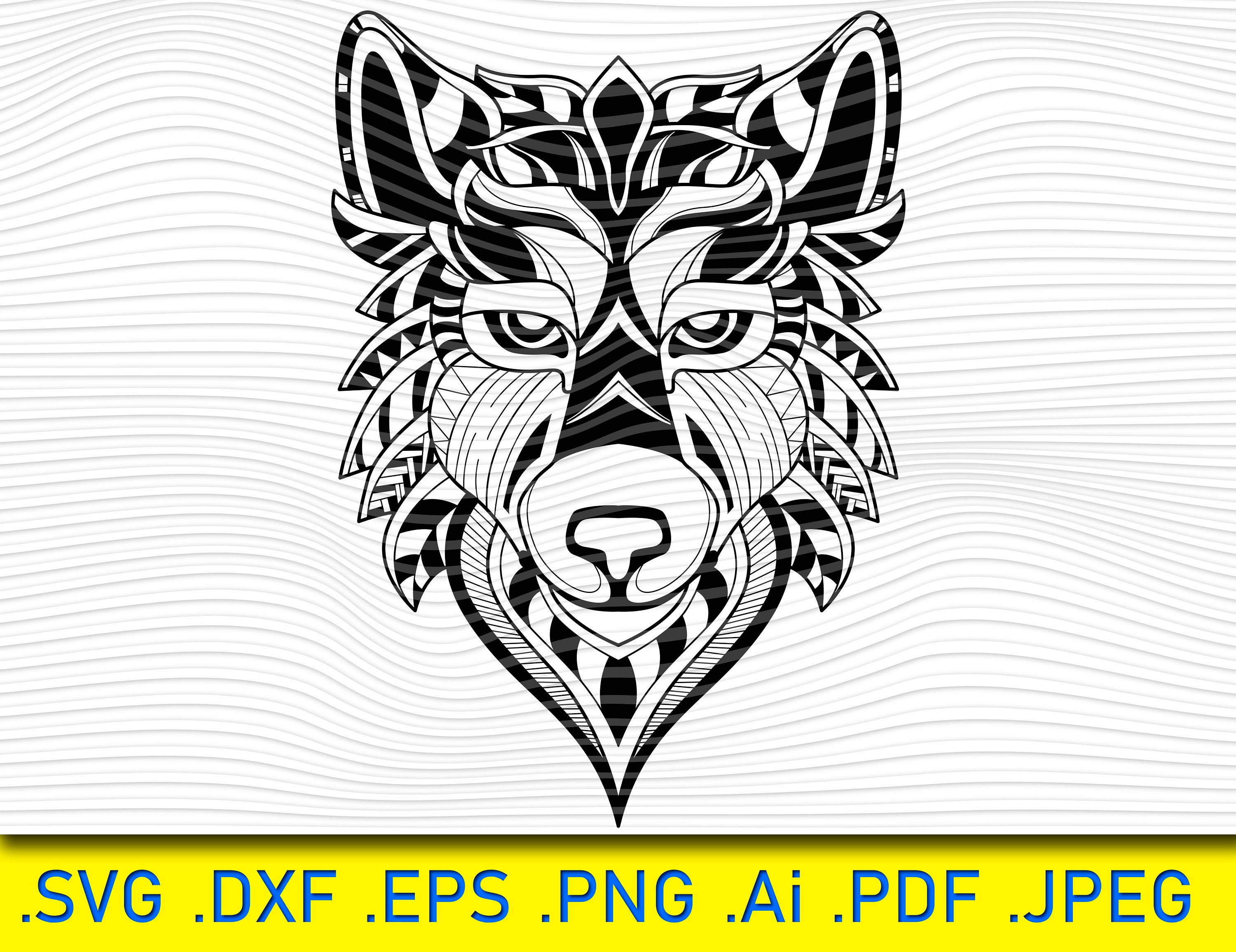 15 Estilo étnico lobo Lobo Zentangle svg Boho svg animal - Etsy España