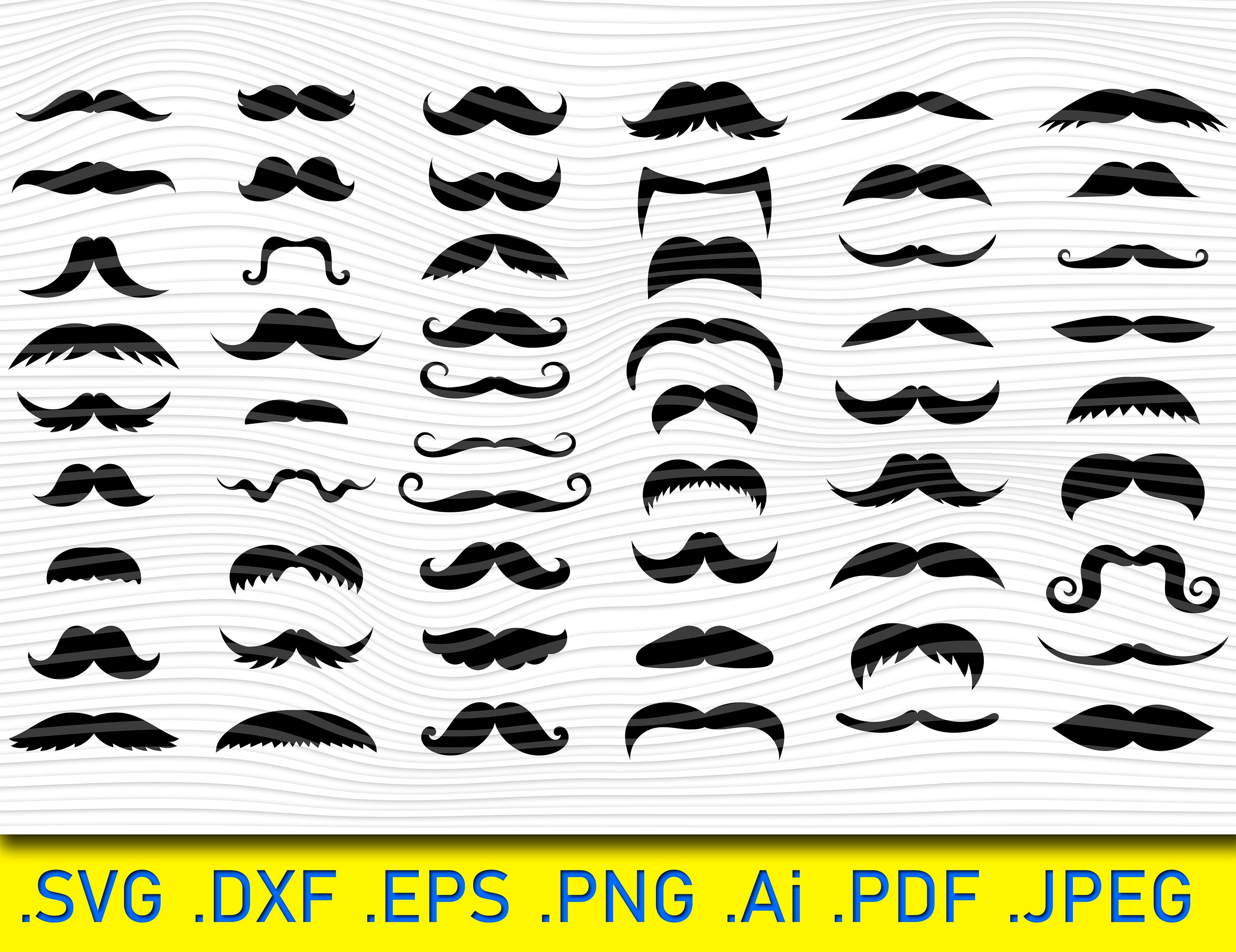 55 Mustache SVG Bundle, Moustache SVG, Mustache Clipart, Cut Files for ...